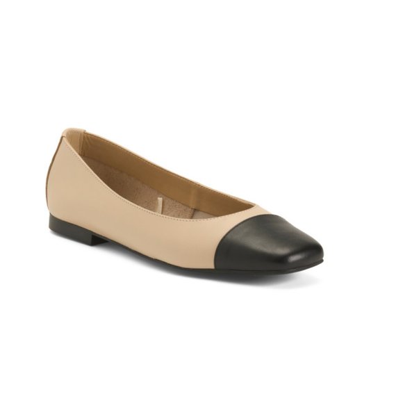 GEMS | Shoes | Gems Beigeblack Made In Italy Leather Cap Toe Ballet ...